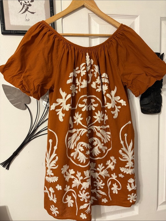 Free People | Tops | Free People Rust Orange Embroidered Offshoulder ...